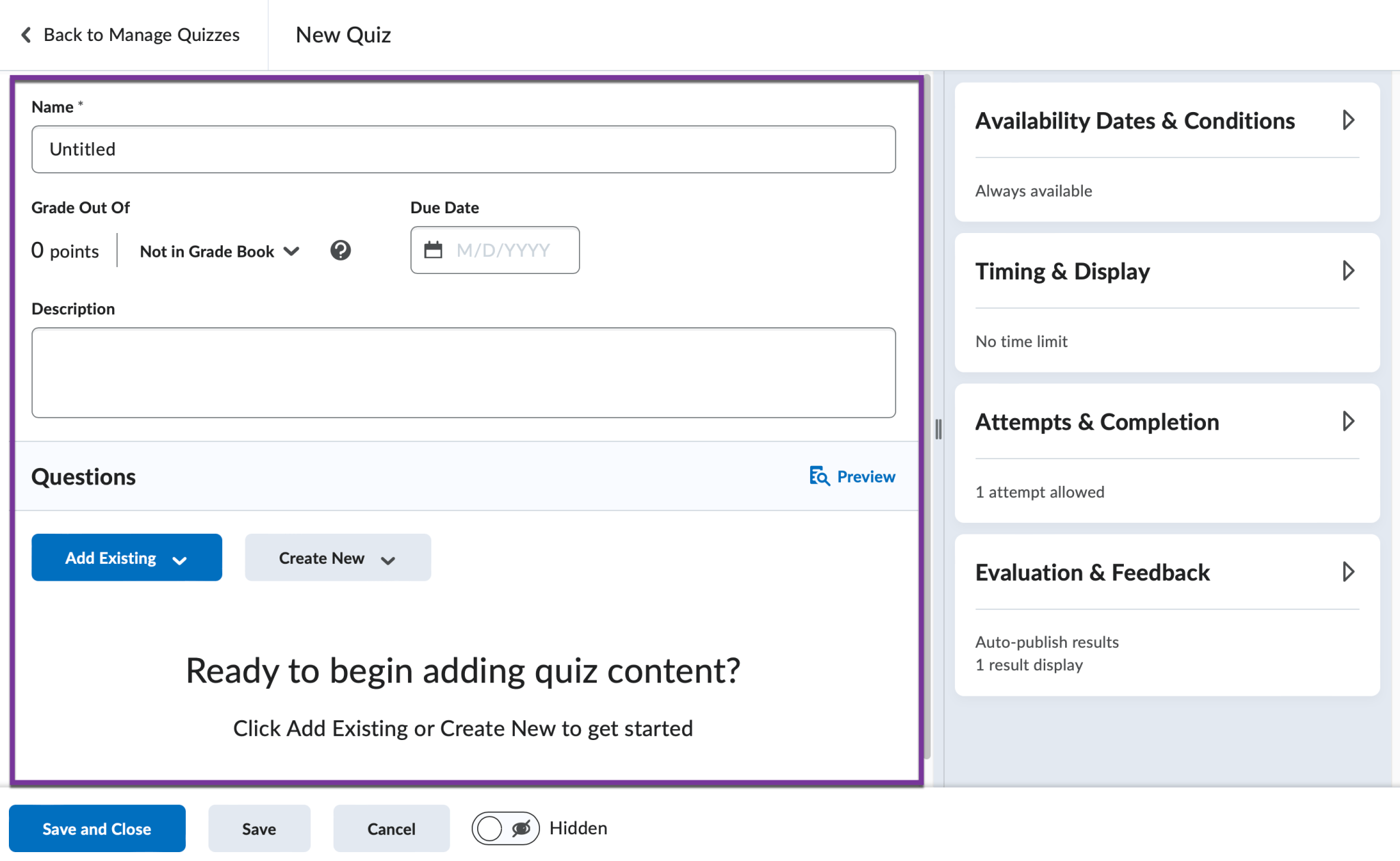 Create a quiz – PPSC eLearning Knowledge Base & Support