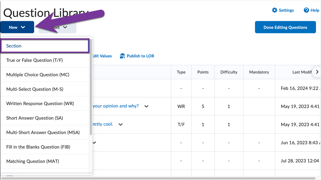 Add Quiz Questions to the Question Library – PPSC eLearning Knowledge ...