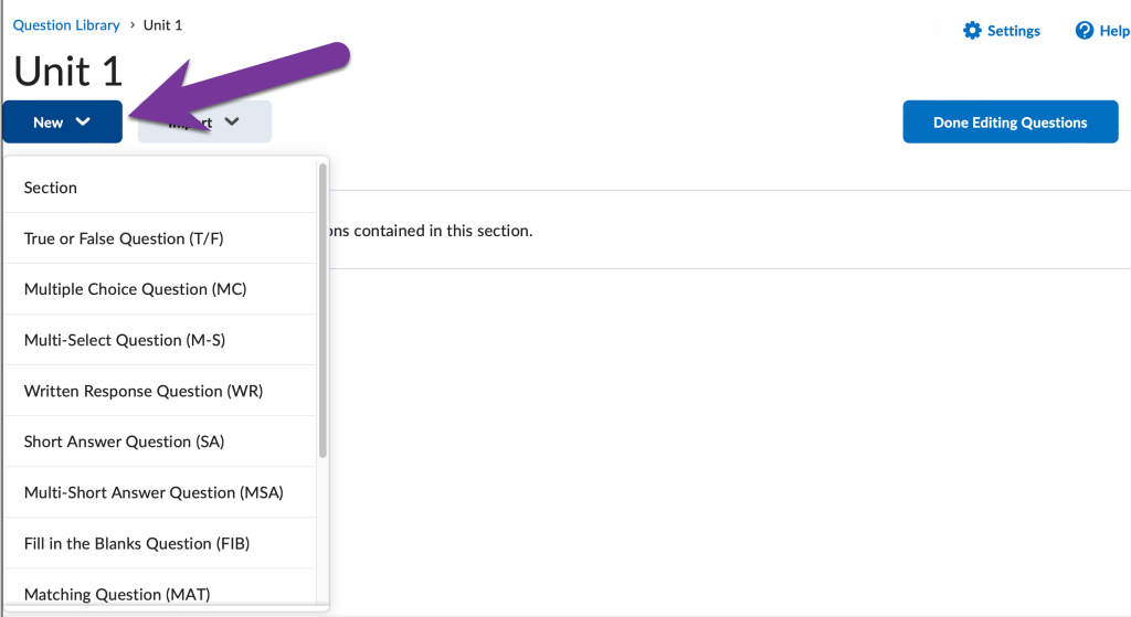 Add Quiz Questions to the Question Library – PPSC eLearning Knowledge Base & Support