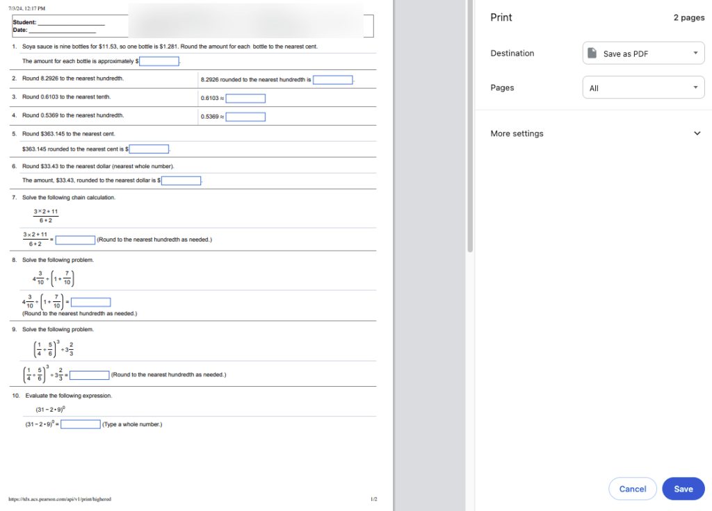 How to Print Homework/Quizzes/Tests in MyLab Math – PPSC eLearning ...